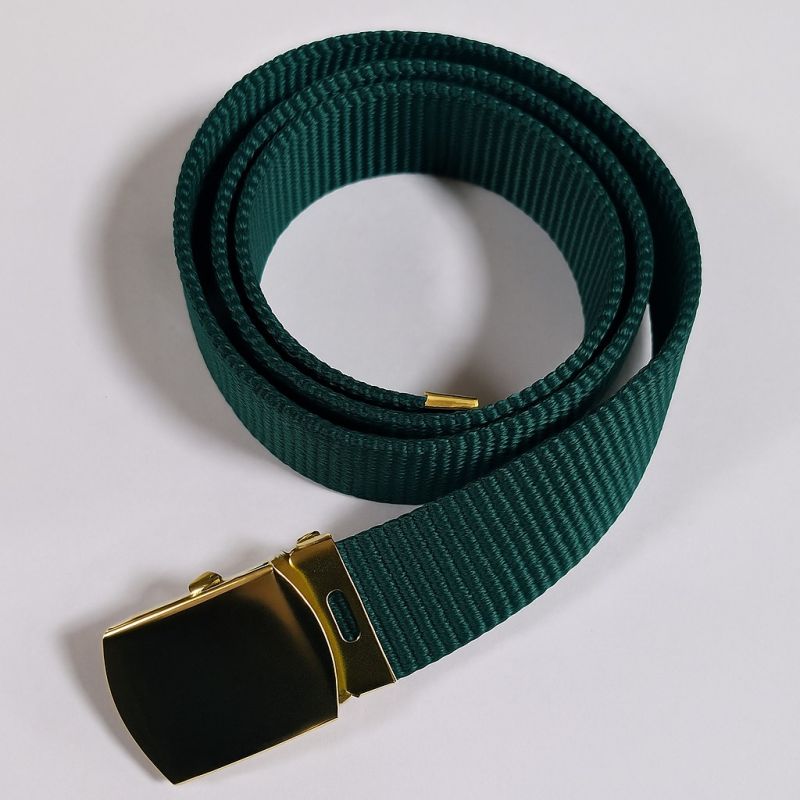 Cinto Social Militar Fivela Rolete Dourada - Verde Petroleo - Padrão